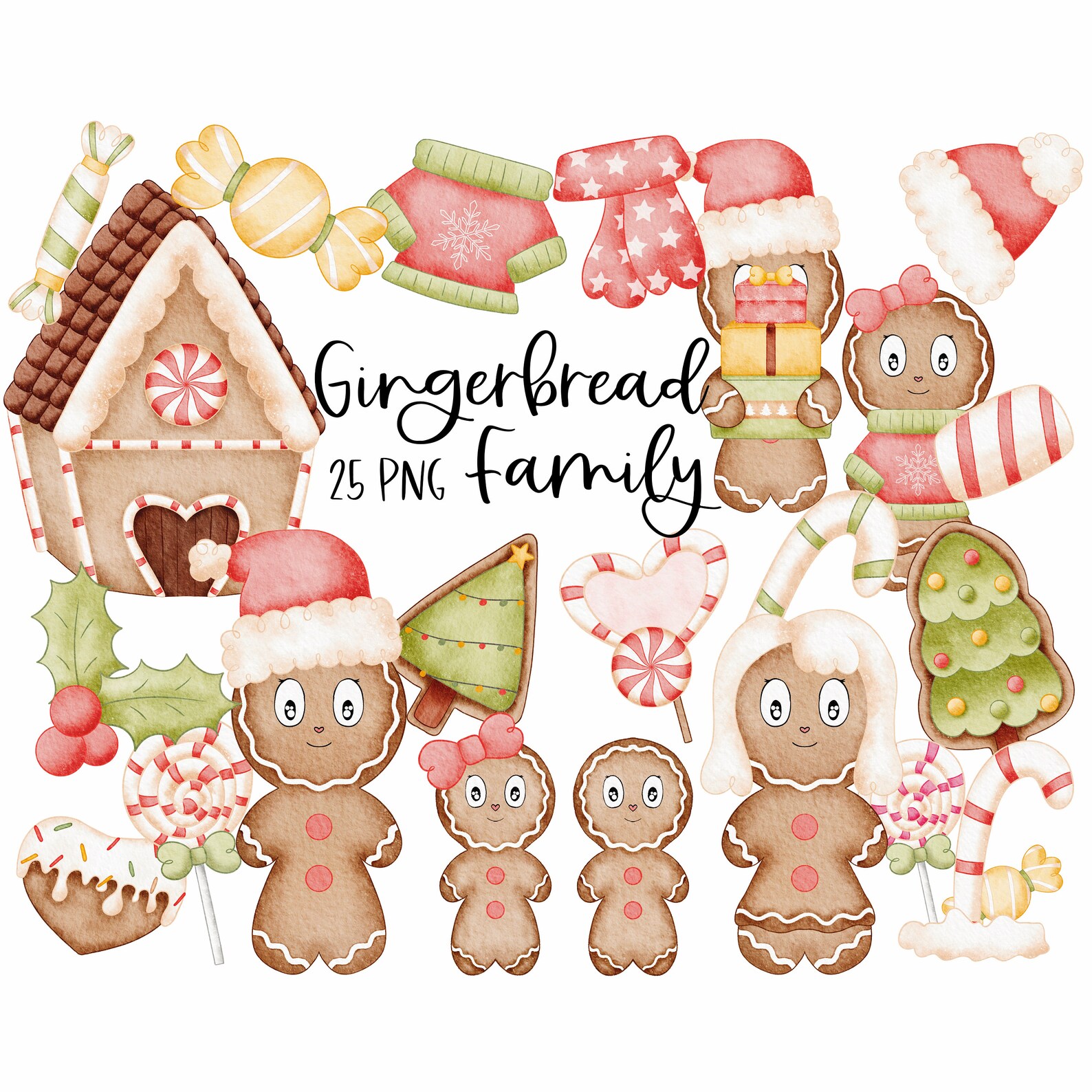 Gingerbread Family Clipart Graphics With Commercial License | Digital ...
