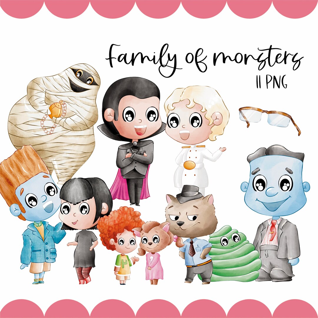 Family of Monsters Clipart Chibi Characters 300 Dpi Digital Png ...