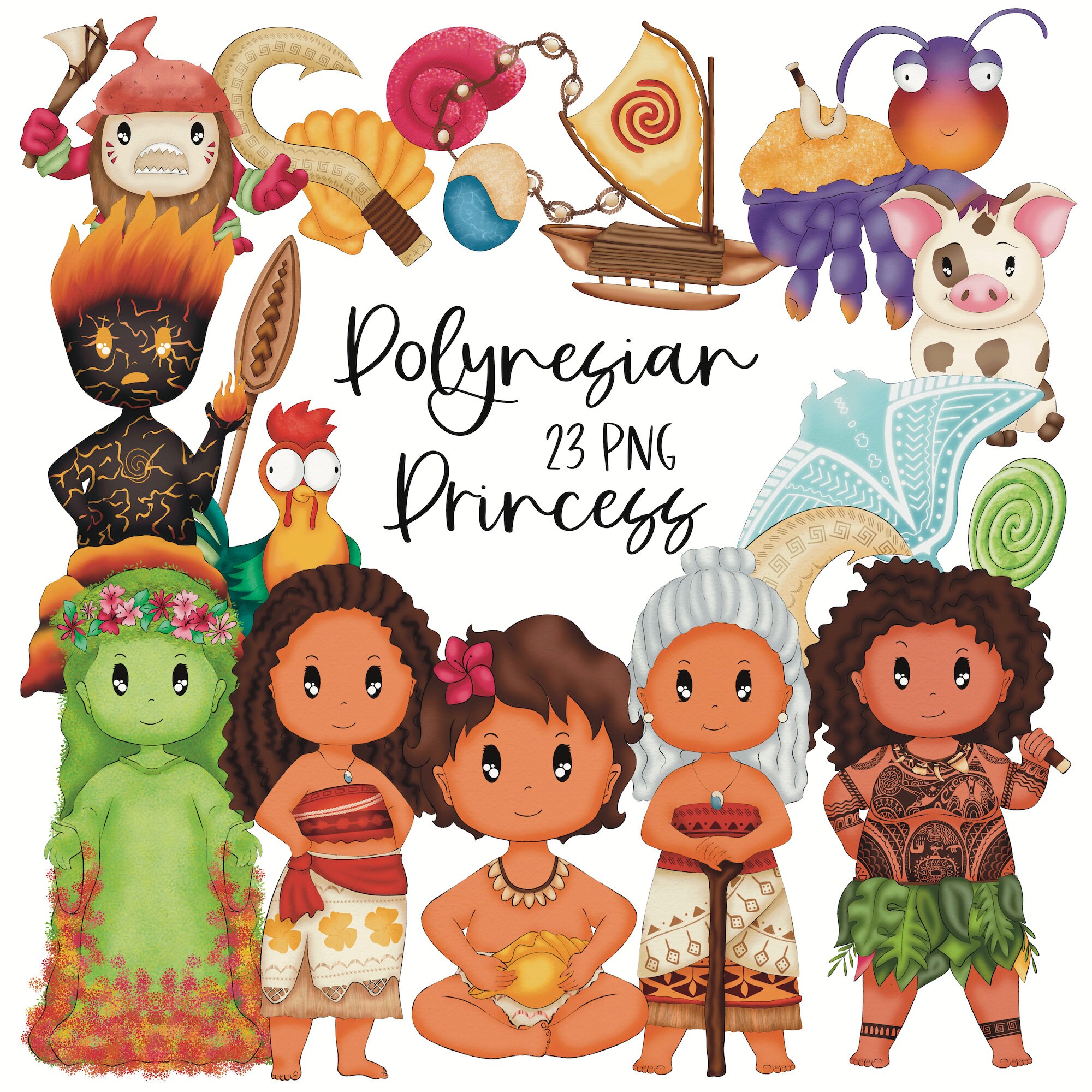 Polynesian Princess Clipart Graphics Digital Illustration - Etsy Australia