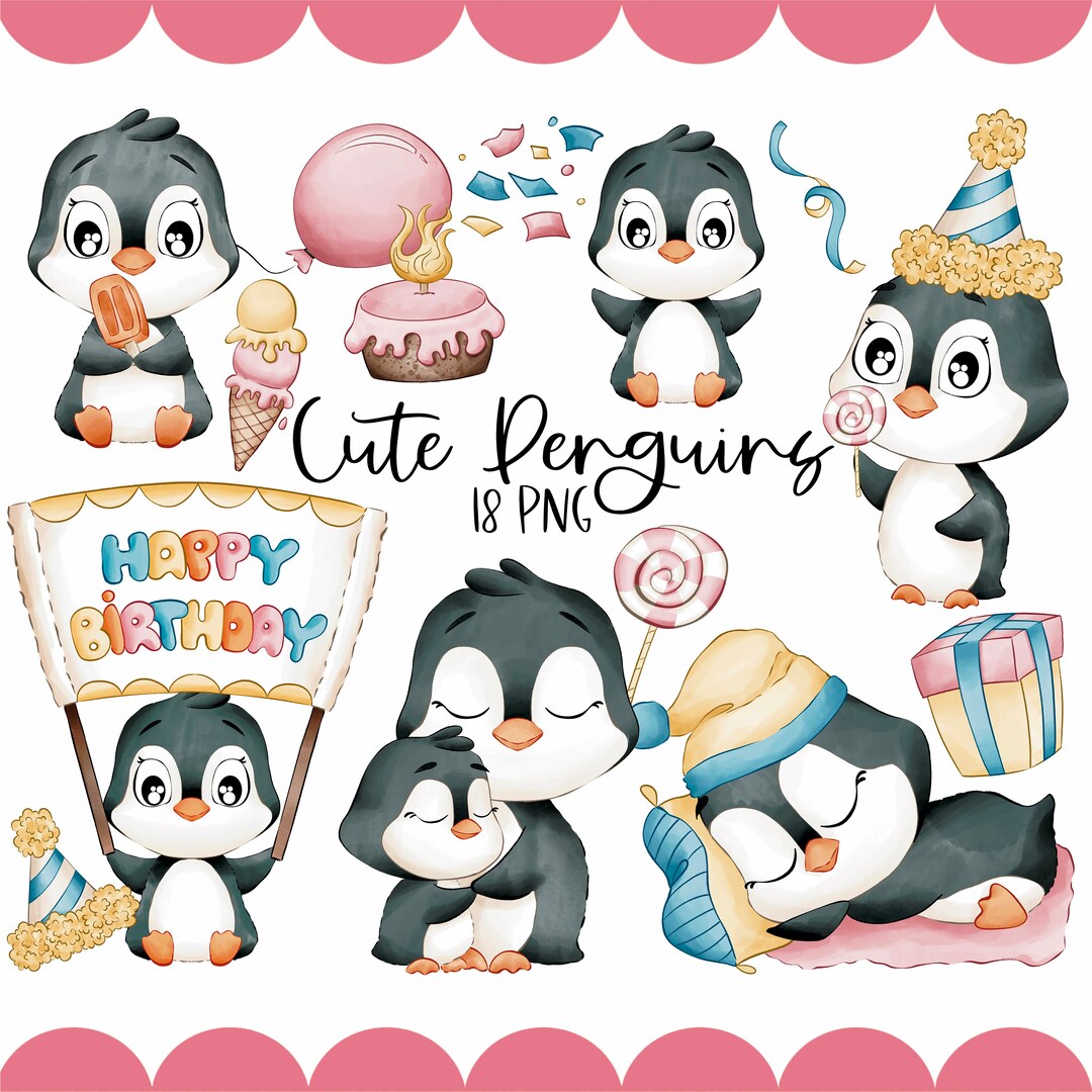 Cute Penguins Clipart Graphics Digital Illustration With Commercial ...