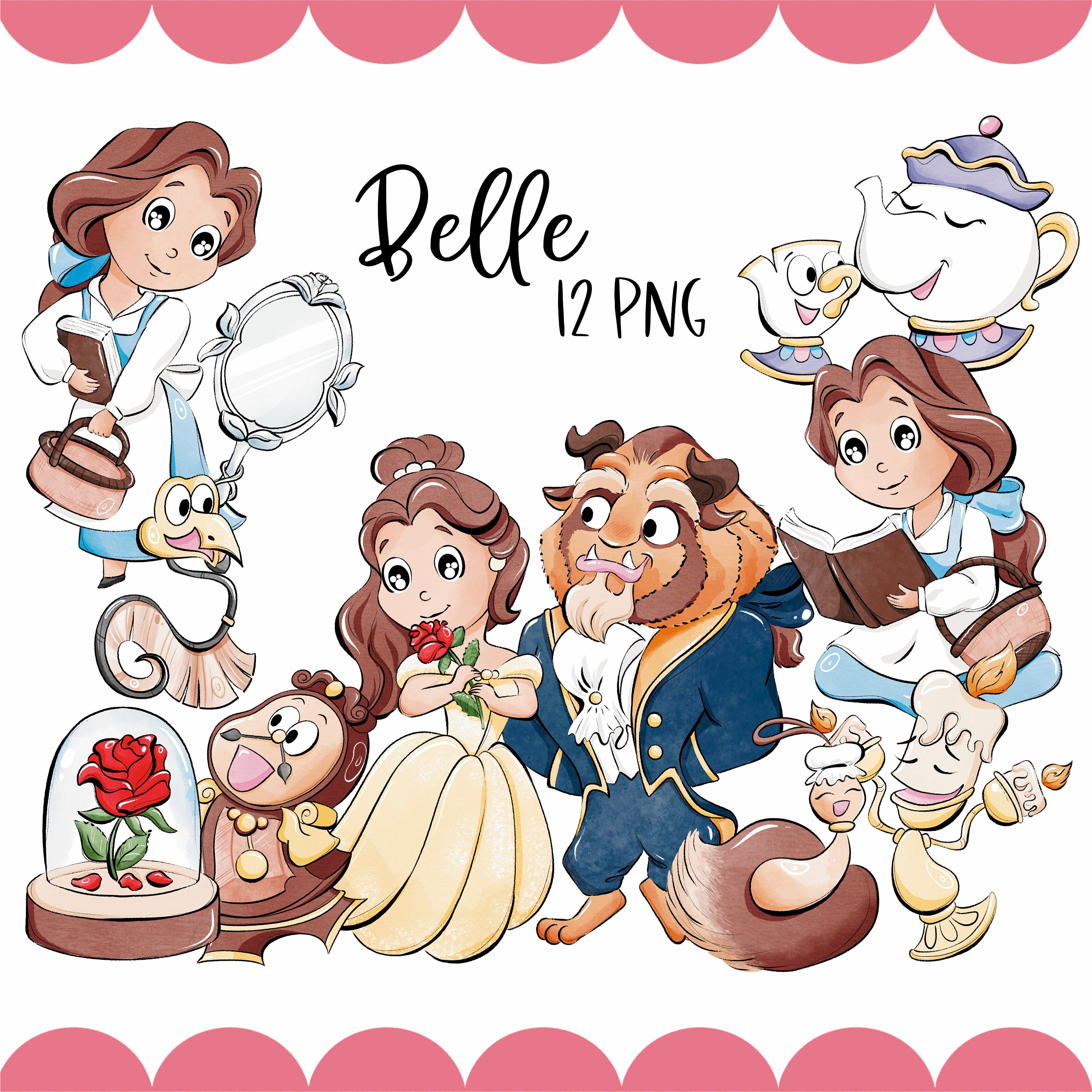Belle Inspired Clipart 300 Dpi Digital Illustration Doodle Commercial ...