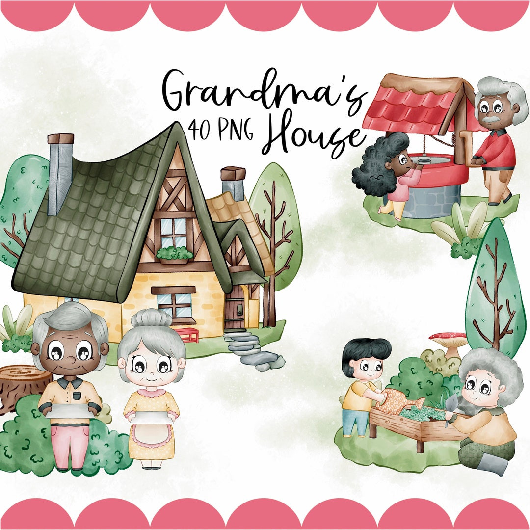 Grandmas House Clipart Graphics Digital Illustration With Commercial ...