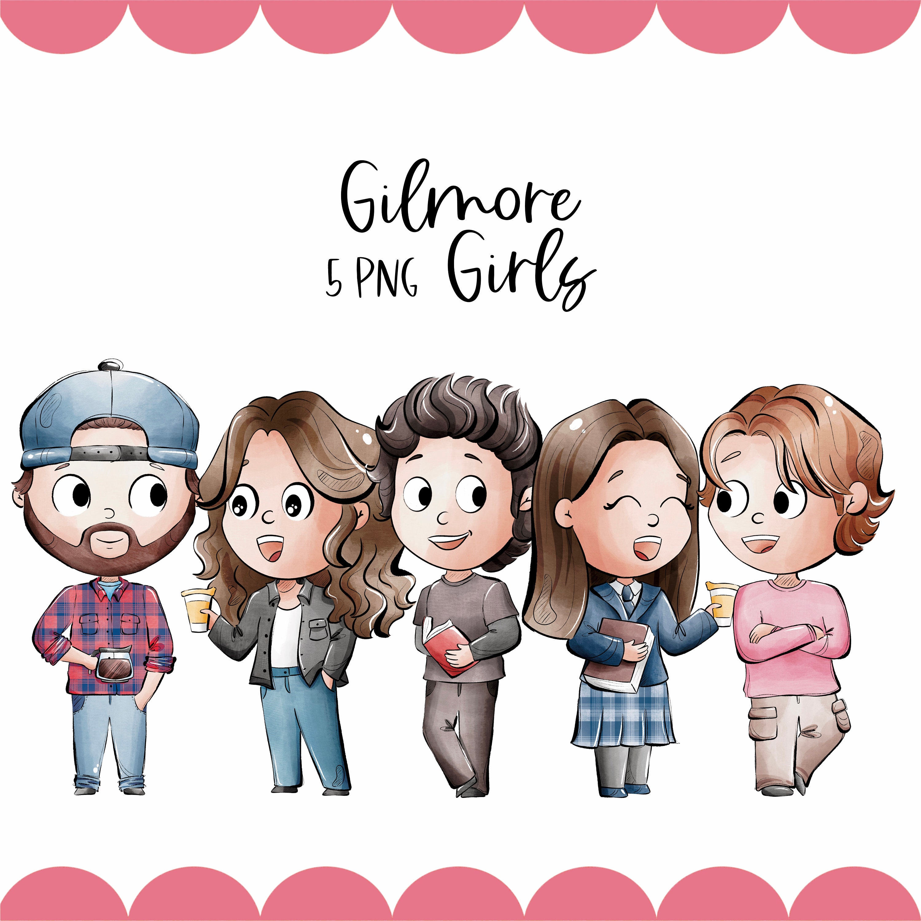 Gilmore Girls Characters Clipart 300 Dpi Digital Illustration ...
