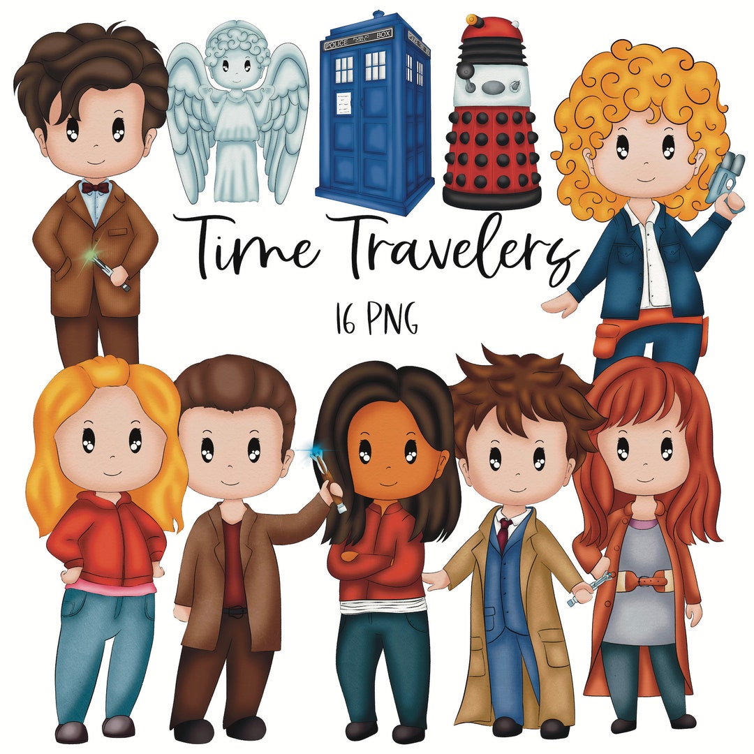 Time Travelers Clipart Graphics | Digital Illustration | Doodle ...