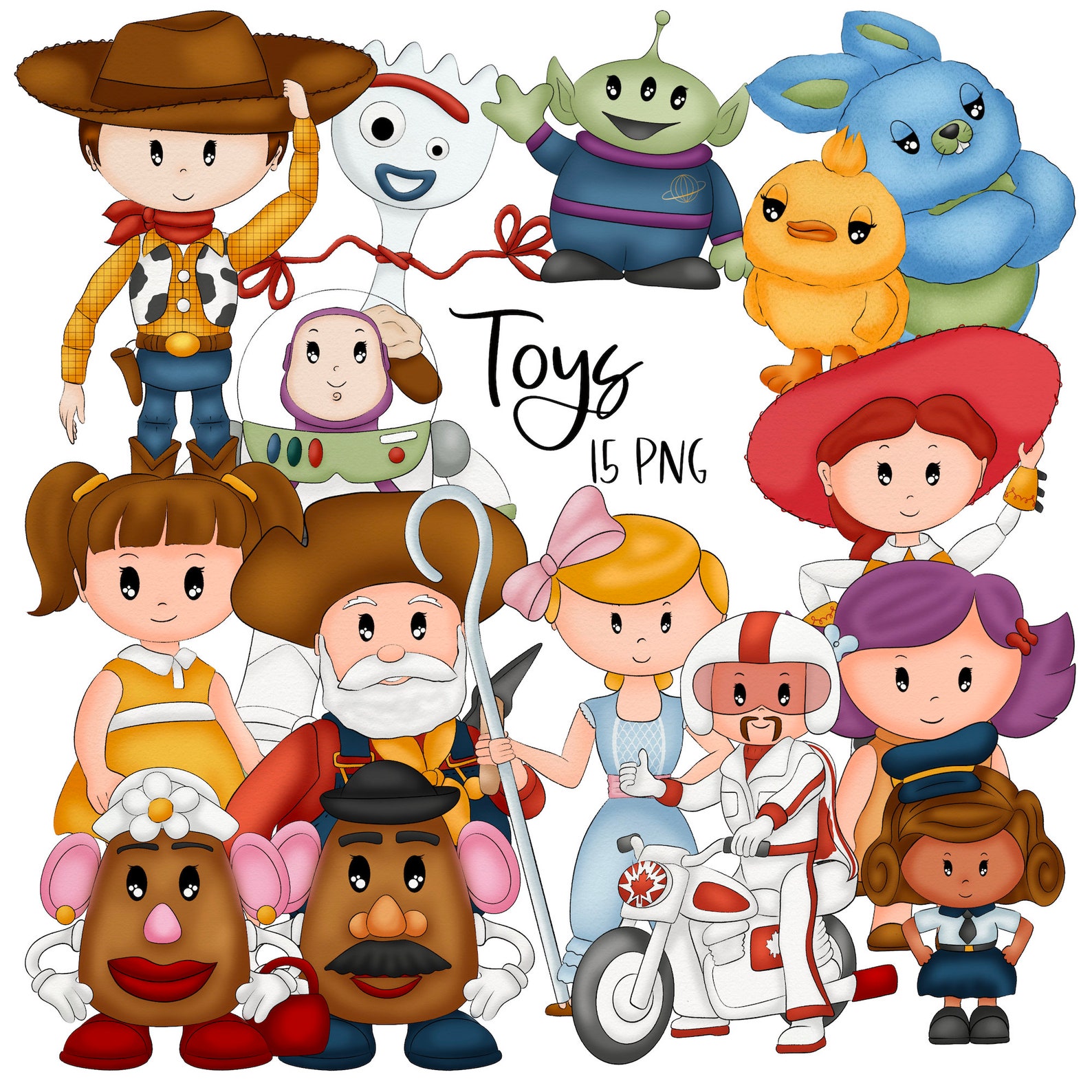 Toys Character Inspired Clipart Graphics Digital - Etsy