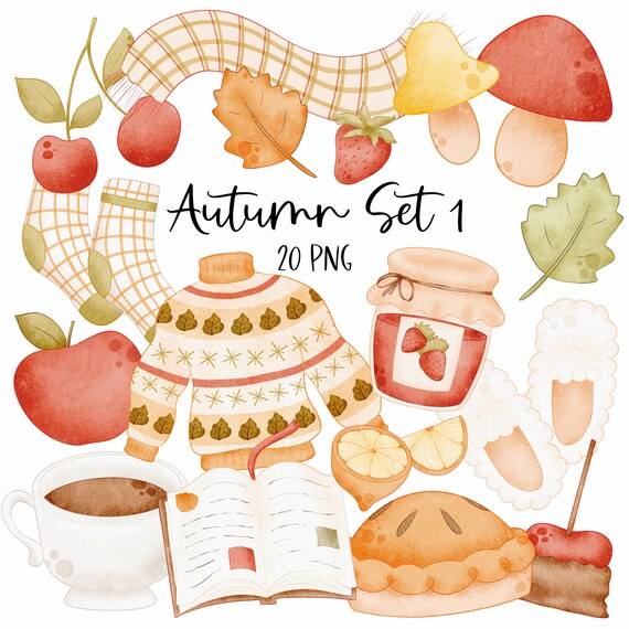 Autumn Clipart Set 1 Digital Illustration With Commercial - Etsy