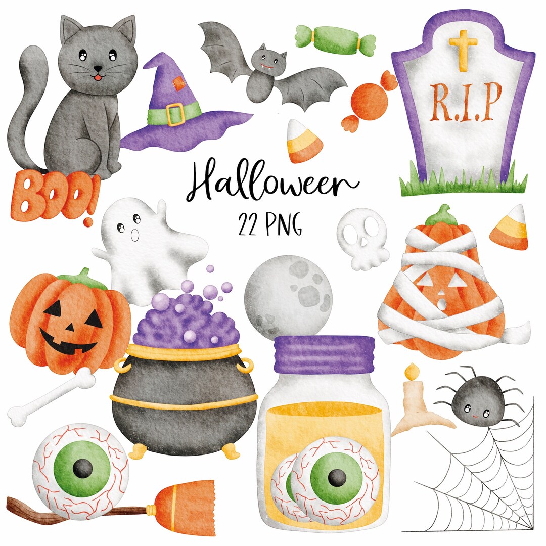 Halloween Clipart Graphics Digital Illustration Doodle Commercial ...