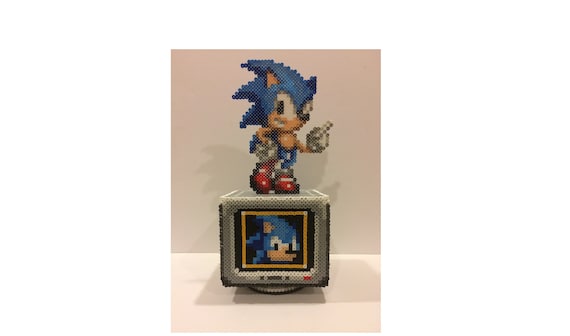 Sonic the Hedgehog Perler 3D Monitor Piggy Bank - Etsy Finland