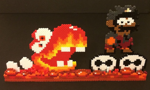 Super Mario World Stand Up Perler Scene Lava Trouble | Etsy