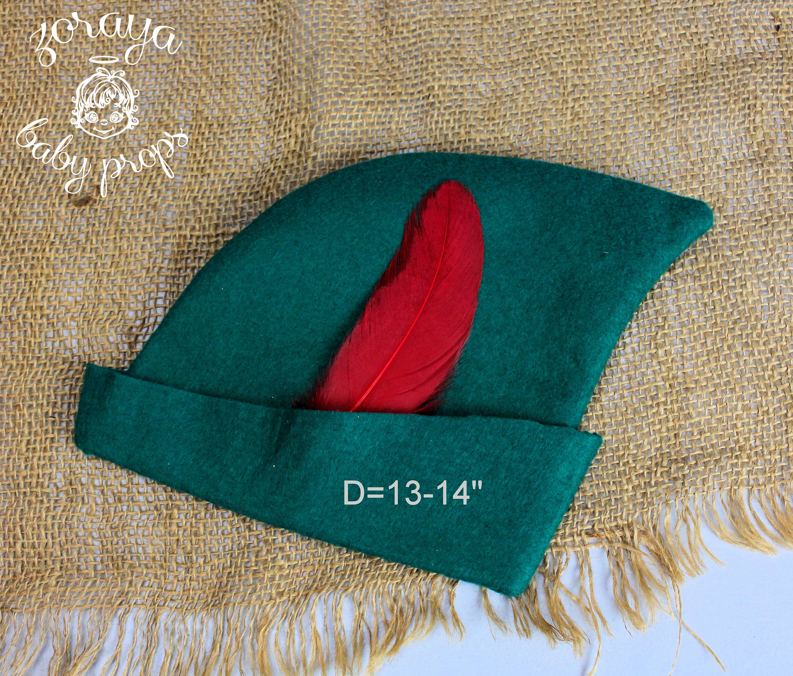 Peter Pan Hats, Green Hat, Red Feather, Disney Hat, Birthday, Halloween ...