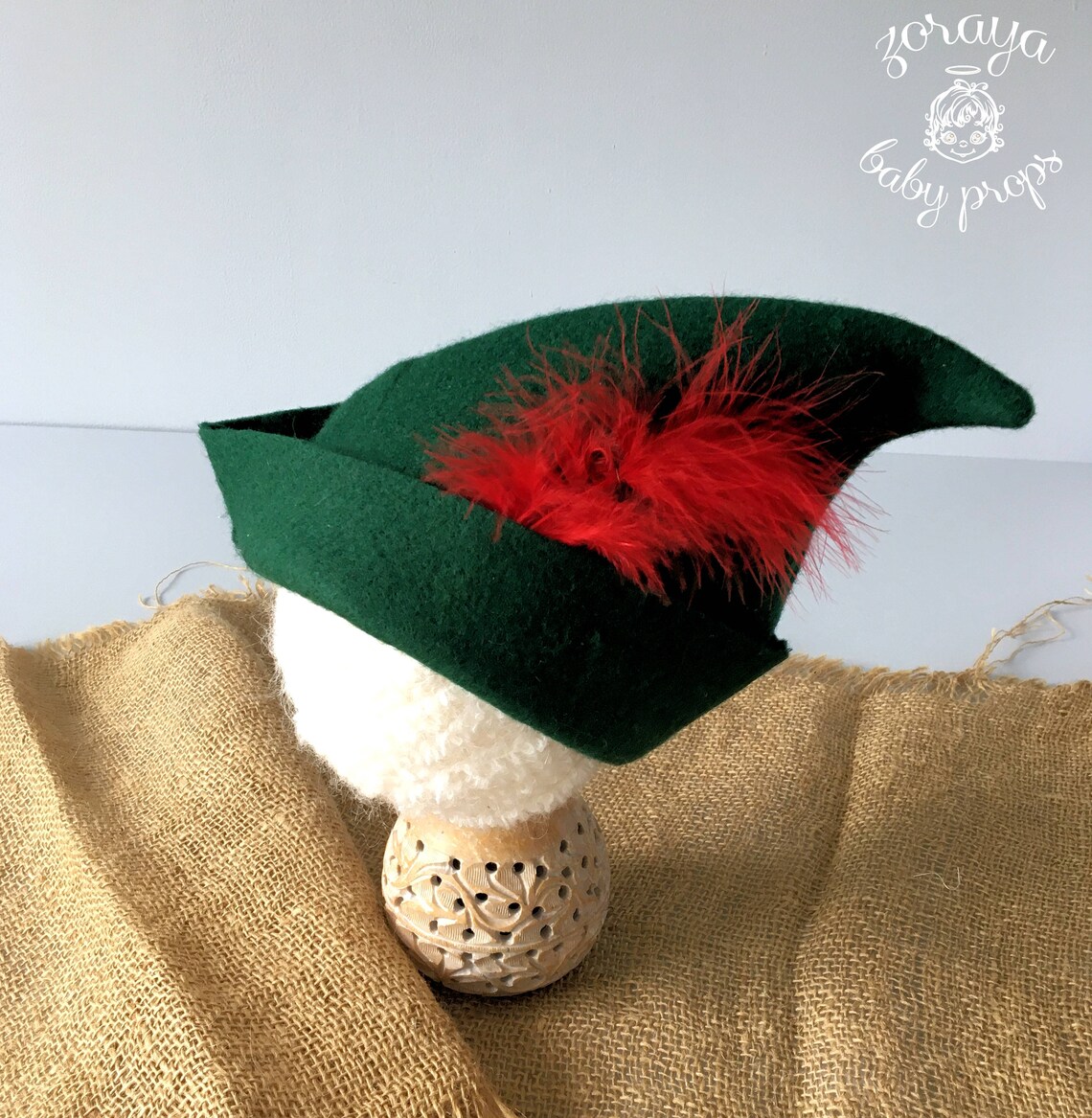 Peter Pan Hats Green Hat Red Feather Disney Hat Birthday - Etsy
