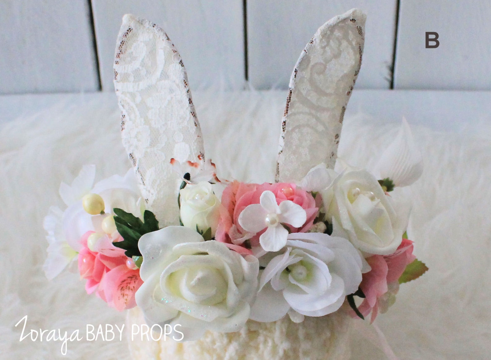 Flower Crown Bunny Flower Crownsboho Props Cream Pink - Etsy Canada
