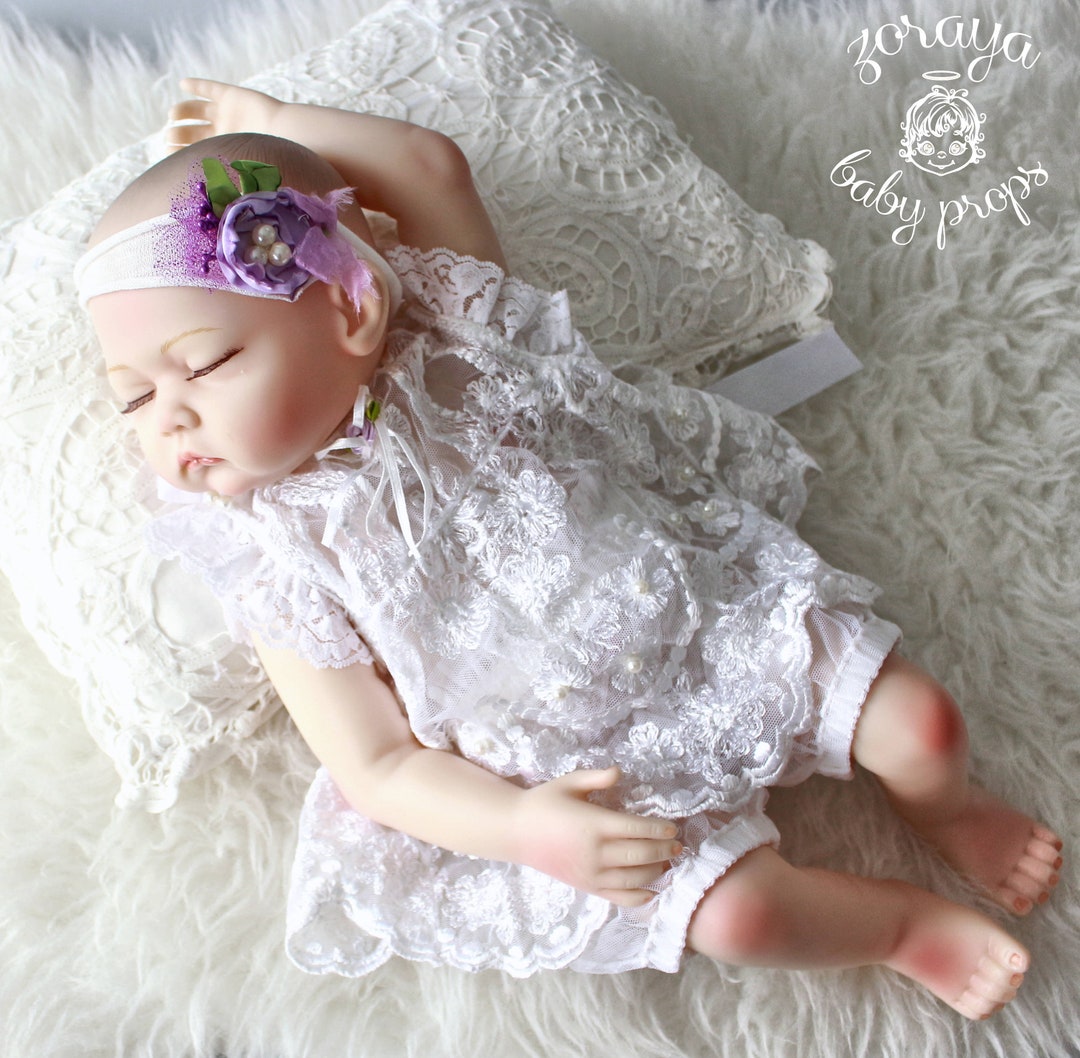 Lace Baby Dress & Bloomers Set: Handmade Newborn Photo Prop, Flower ...