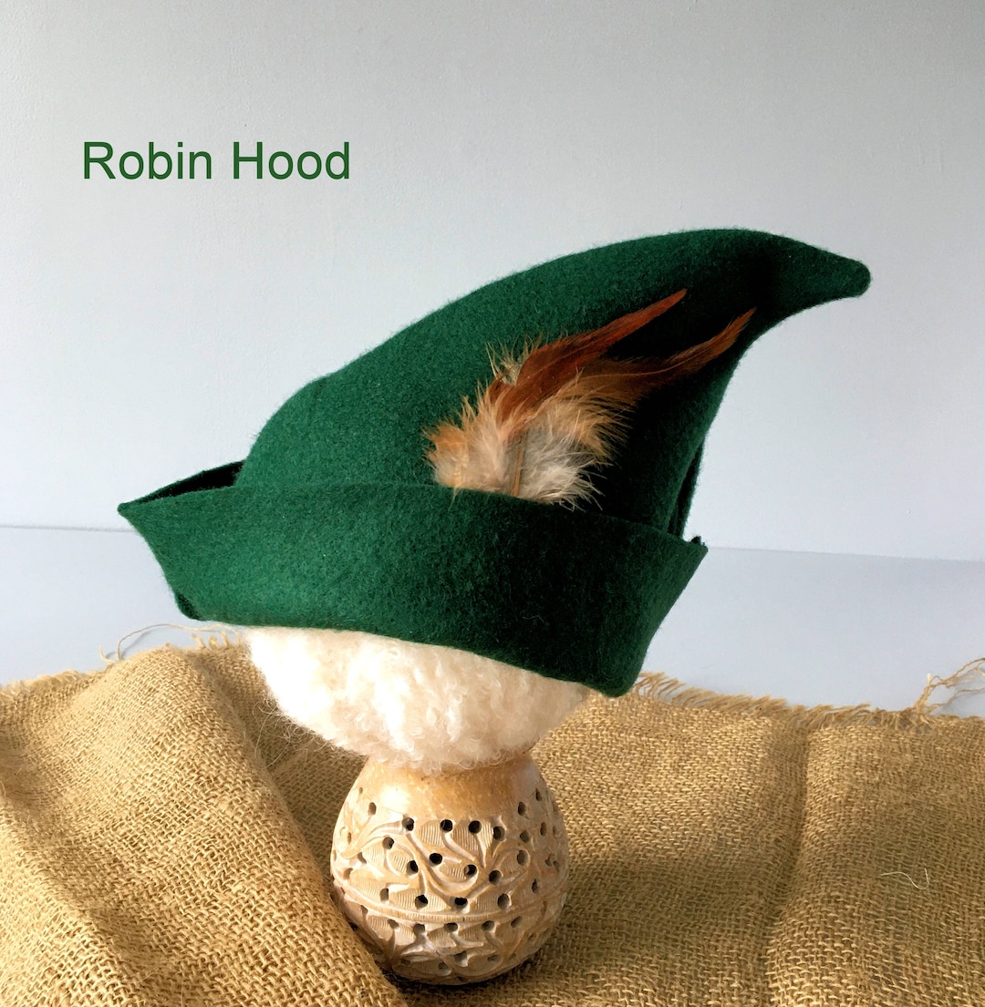 Felt Robin Hood Hat, Handmade Green Costume Hat With Feather Photo ...