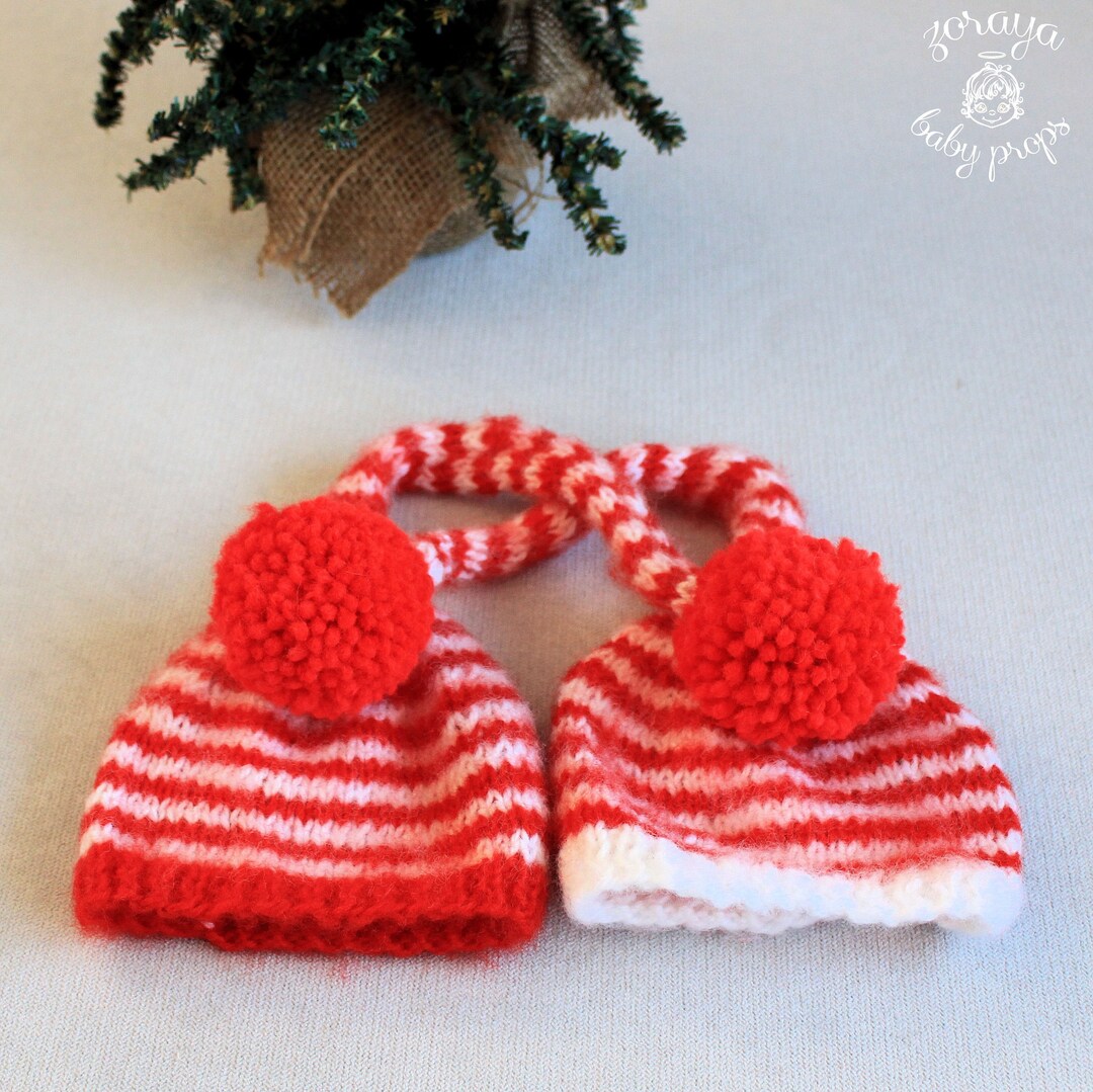 Red White Elf Hats, Newborn Hats,beanie,infant Hat,striped Hat, Red Hat ...