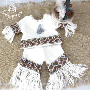 Newborn Native American Inspired Outfit: Feather Crown, Top, Pants ...