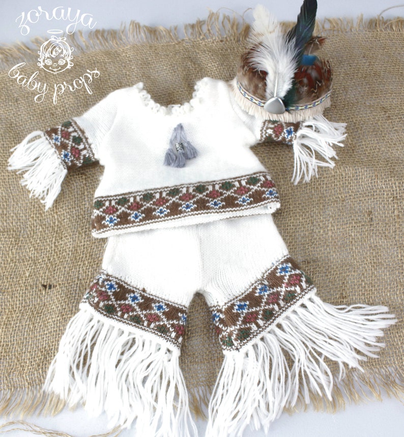 Newborn Native American Inspired Outfit: Feather Crown, Top, Pants ...