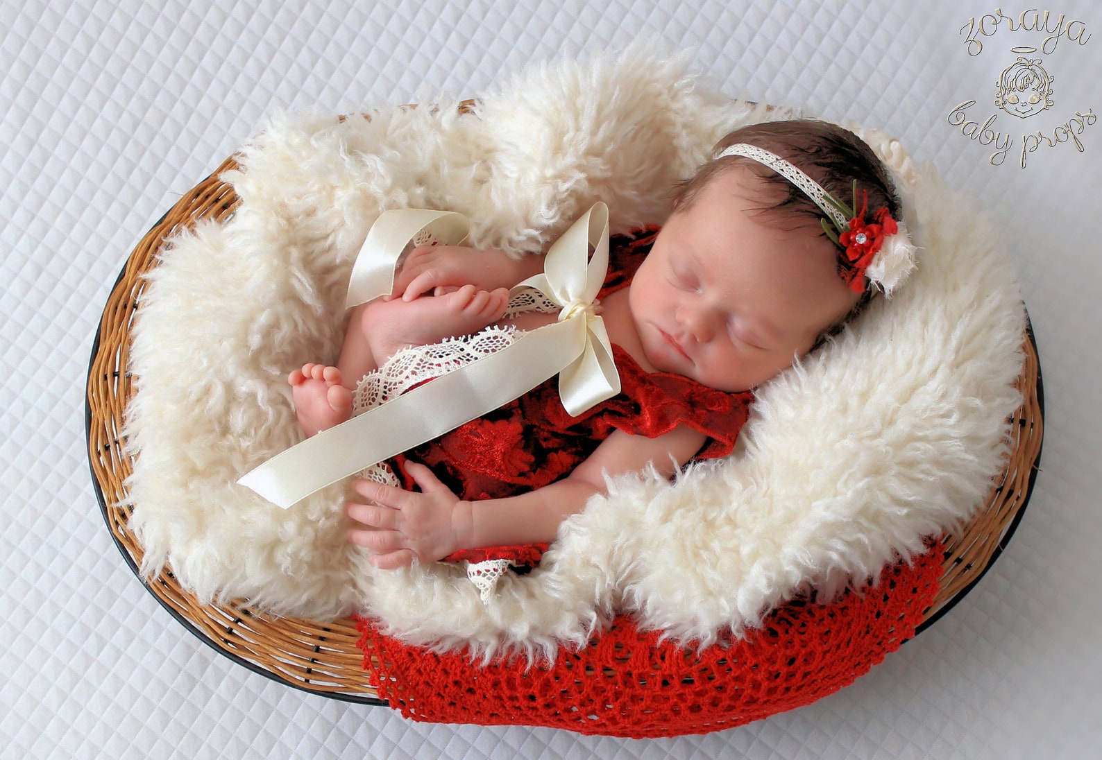Red & Cream Dress Baby Photography Newborn Prop Newborn | Etsy