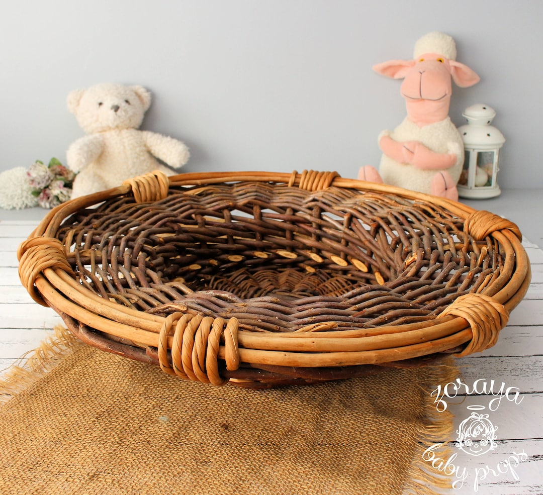 Wicker Basket, Photography Prop, Rustic Natural Color Posing Basket ...