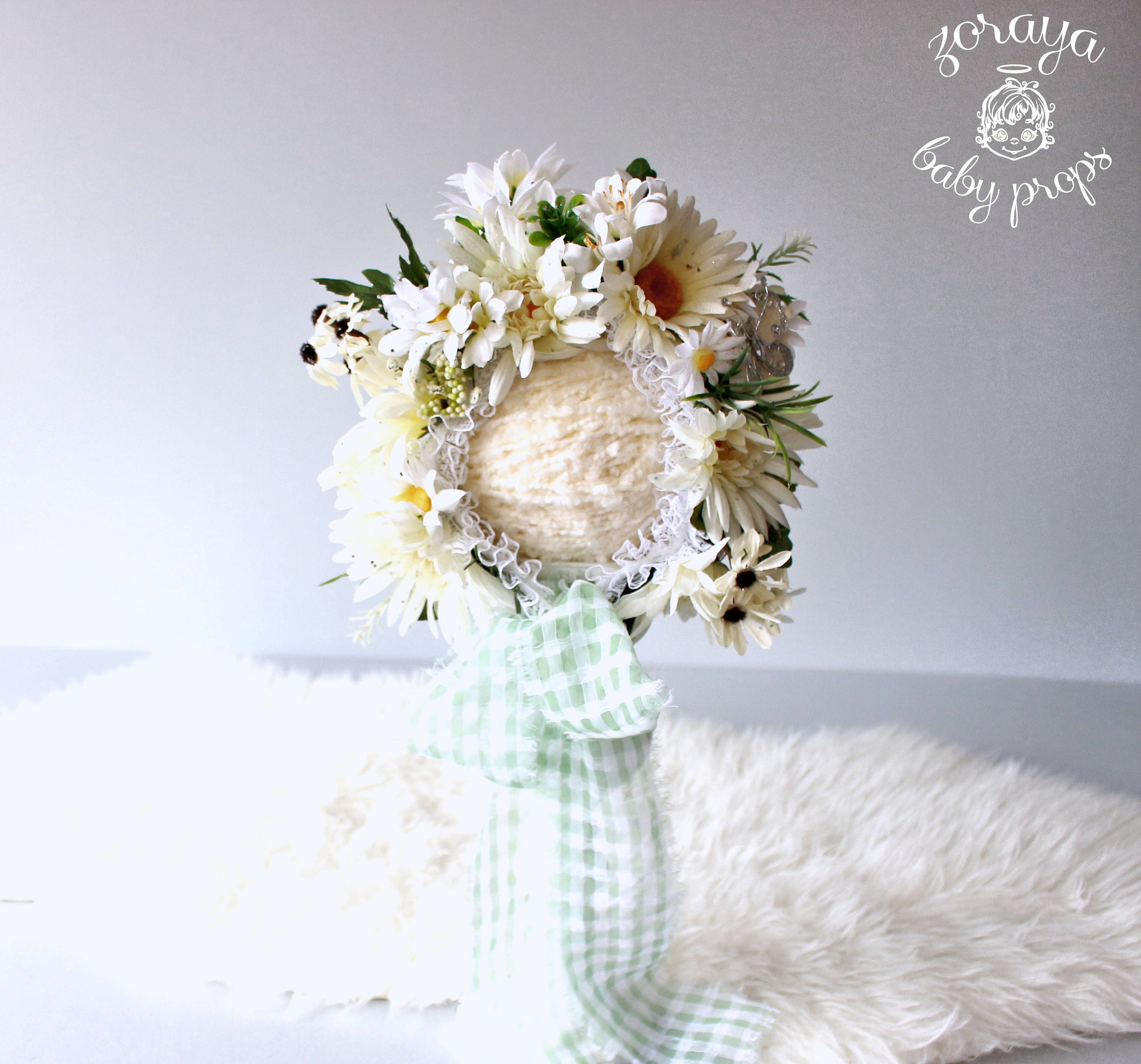Floral Bonnet Daisy Flower Bonnet Baby Photography Prop | Etsy