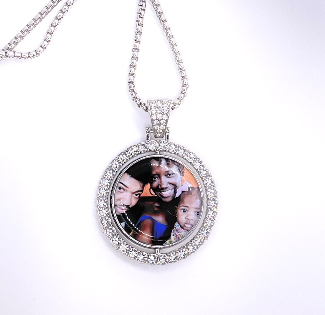 Custom Photo Personalized Necklace With Cubic Zircon Border Like ...