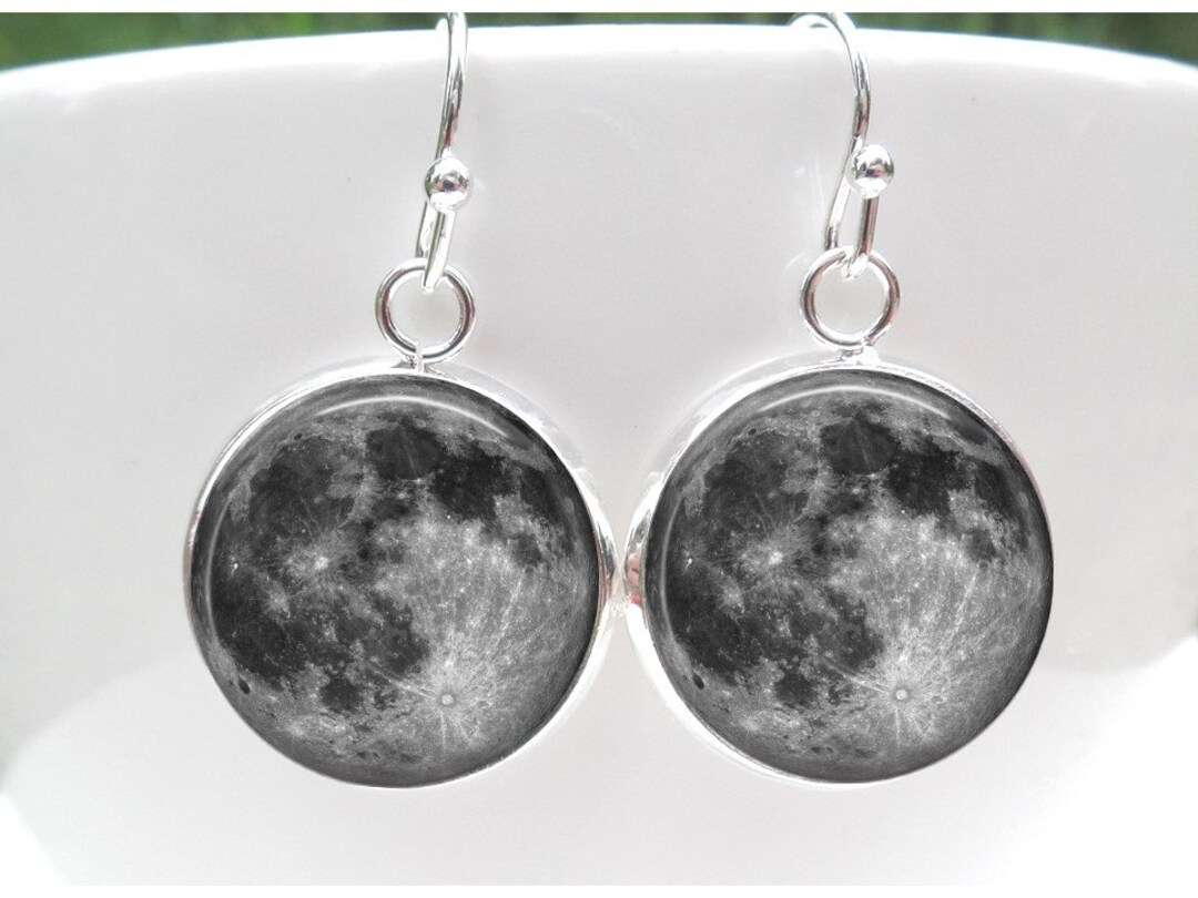 Moon Earrings - Full Moon Earrings - Galaxy Earrings -space Earrings ...