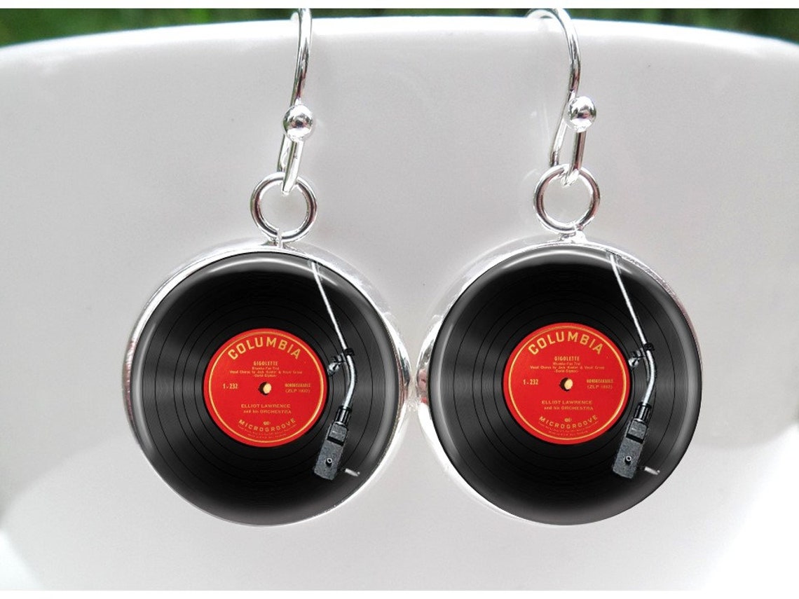 Vinyl Record Earrings, Music Lover Gift, DJ Gift Vintage LP Record ...