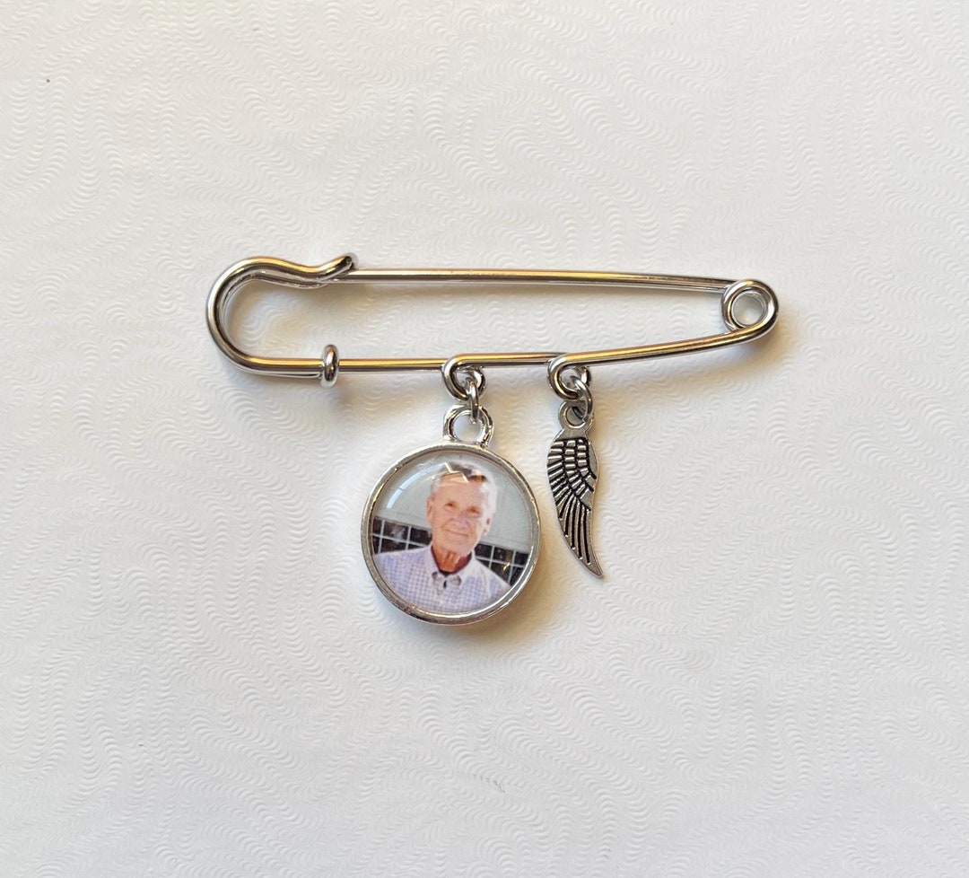 Memorial Photo Lapel Pin Gift for Groom From Bride Has Picture on Front ...