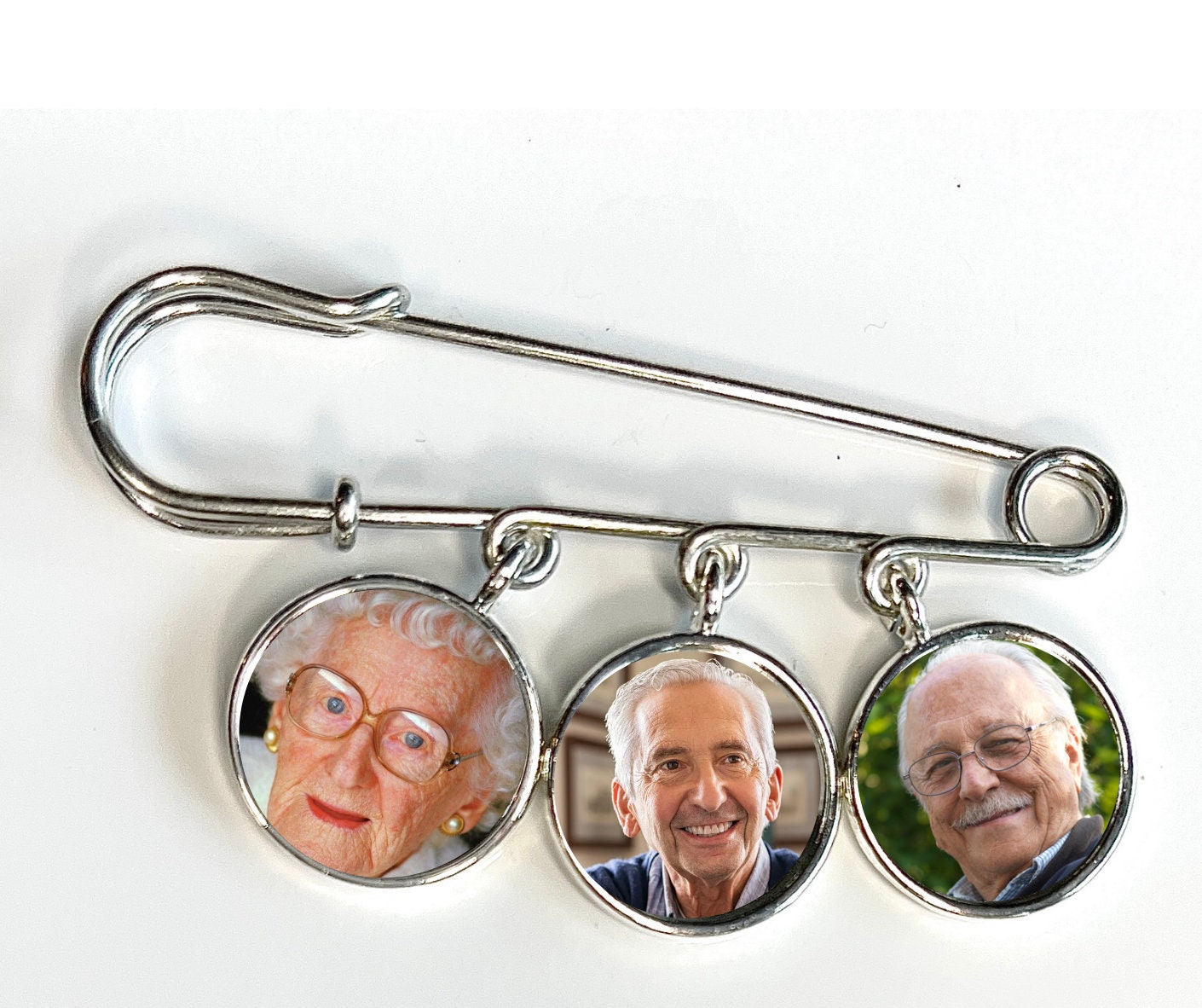 Lapel Pin With 3 Custom Memorial Pictures Sterling Silver - Etsy