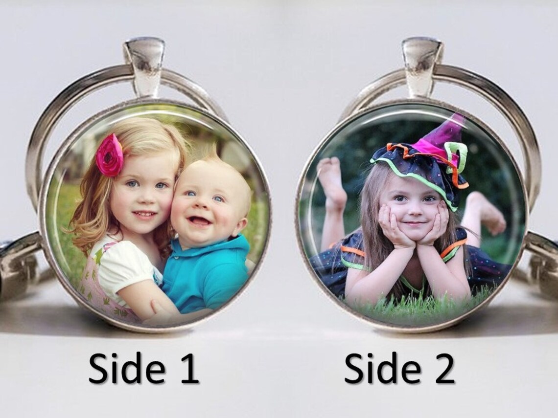 Large Double Sided Photo Keychain 1.25 Inch 2 Pictures of | Etsy