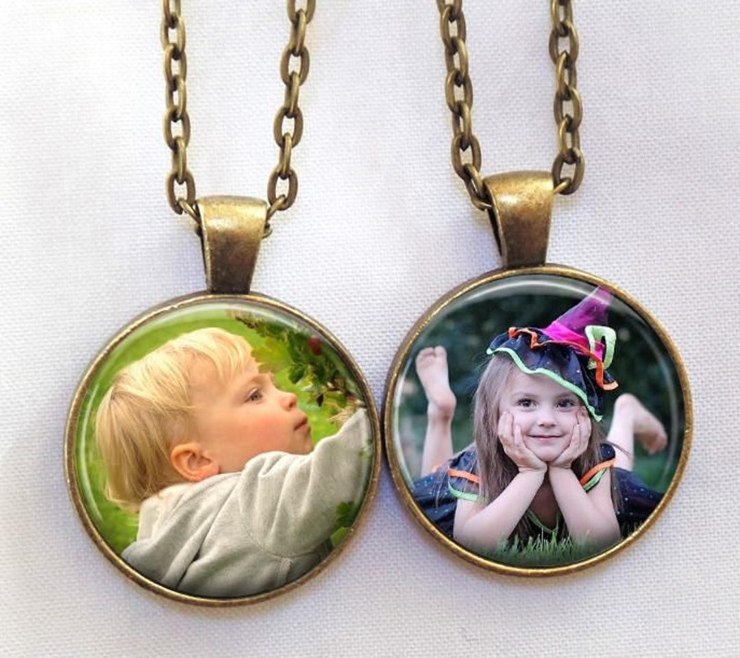 Photo Necklace - Custom Children Photo Pendant - Double Sided Photo ...