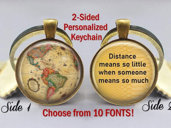 Personalized World Globe Keychain Key Chain Vintage World Map | Etsy