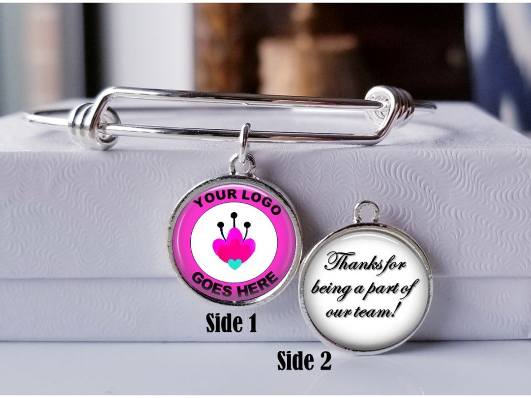 Logo Charm Bangle Bracelet - Company Logo Photo Picture Charm Bracelet ...