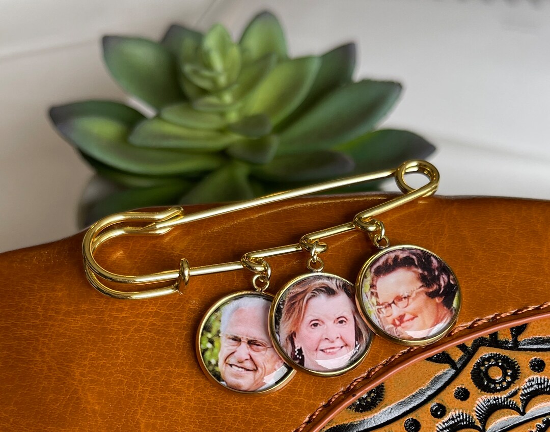 Memorial Photo Lapel Pin in Gold Custom Memorial Photo Boutonniere ...