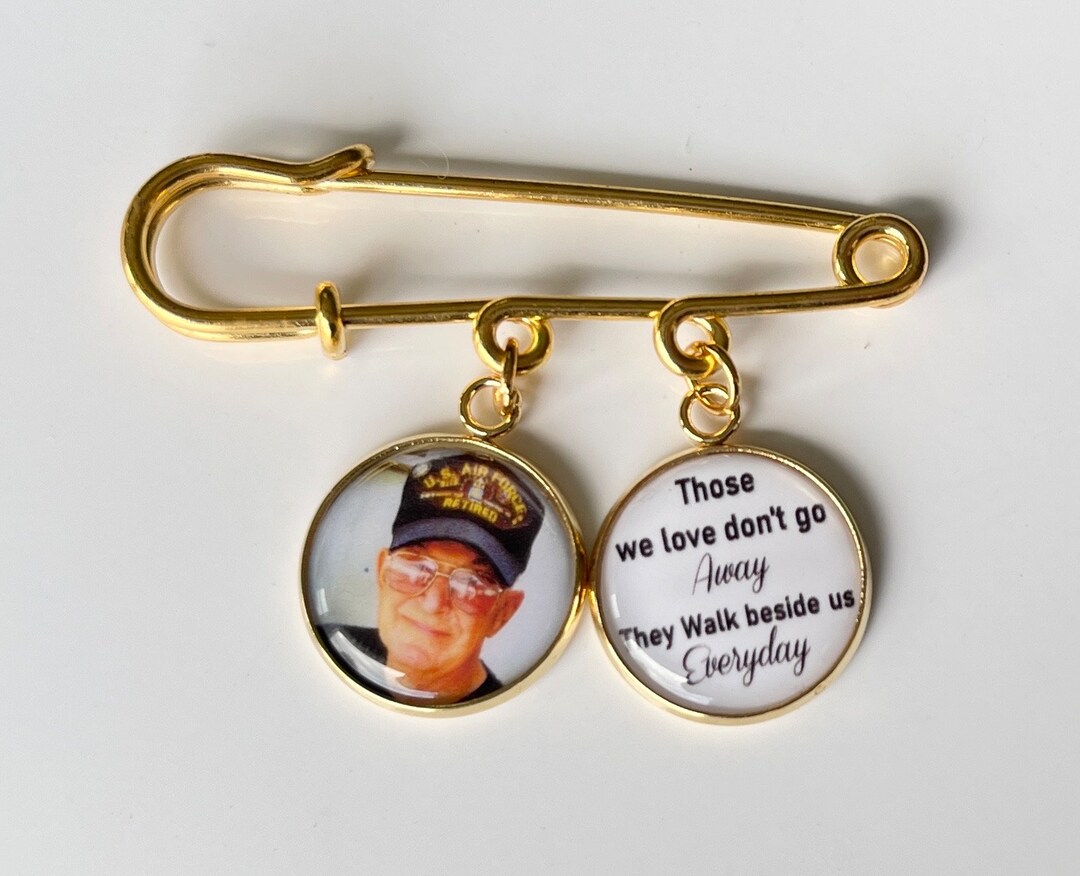 Gold Memorial Photo Lapel Pin Gift for Groom From Bride Custom - Etsy