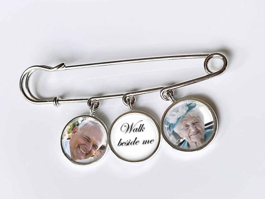 Memorial Photo Lapel Pin Custom Memory Picture Pin With 3 Charms With ...