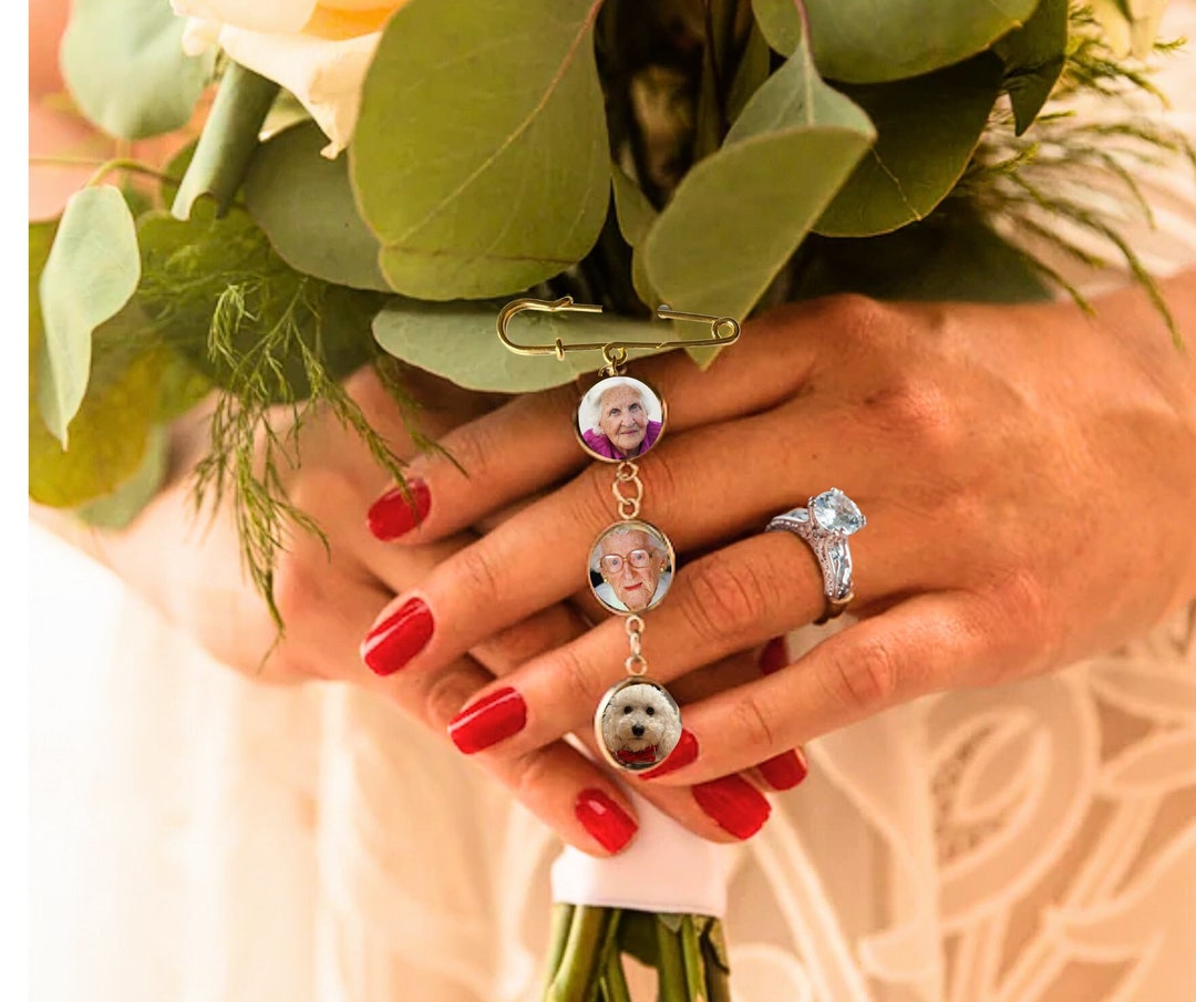 Gold Bridal Bouquet Photo Charms Dangle Set With Multiple Pictures on ...