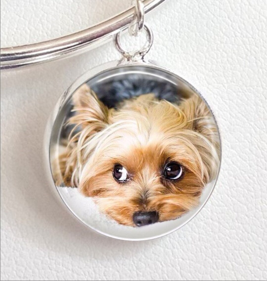 Dog Photo Charm a La Carte - Silver Dog Charm Bangle - Custom Pet ...