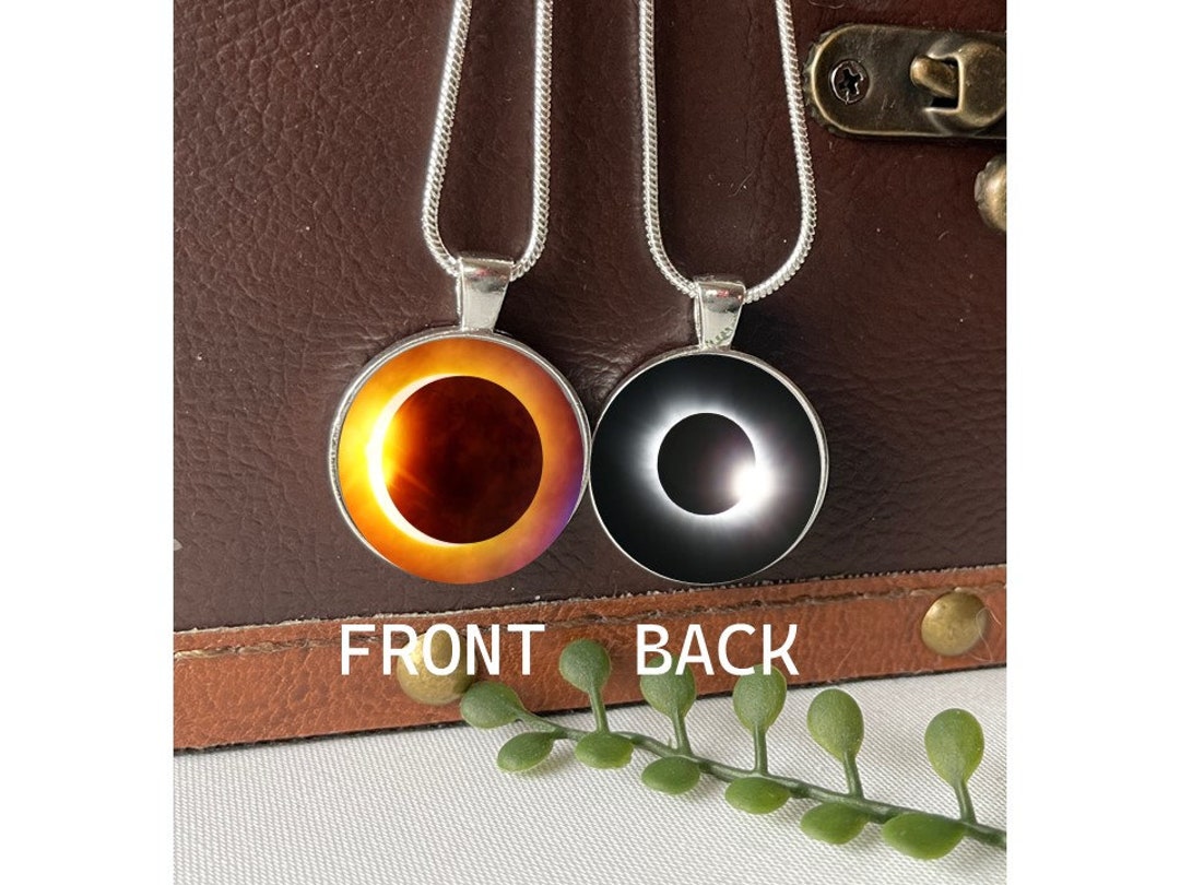 Total Solar Eclipse Necklace 2024 Pendant Double Sided Solar Eclipse Charm Souvenir 16"- 18 ...