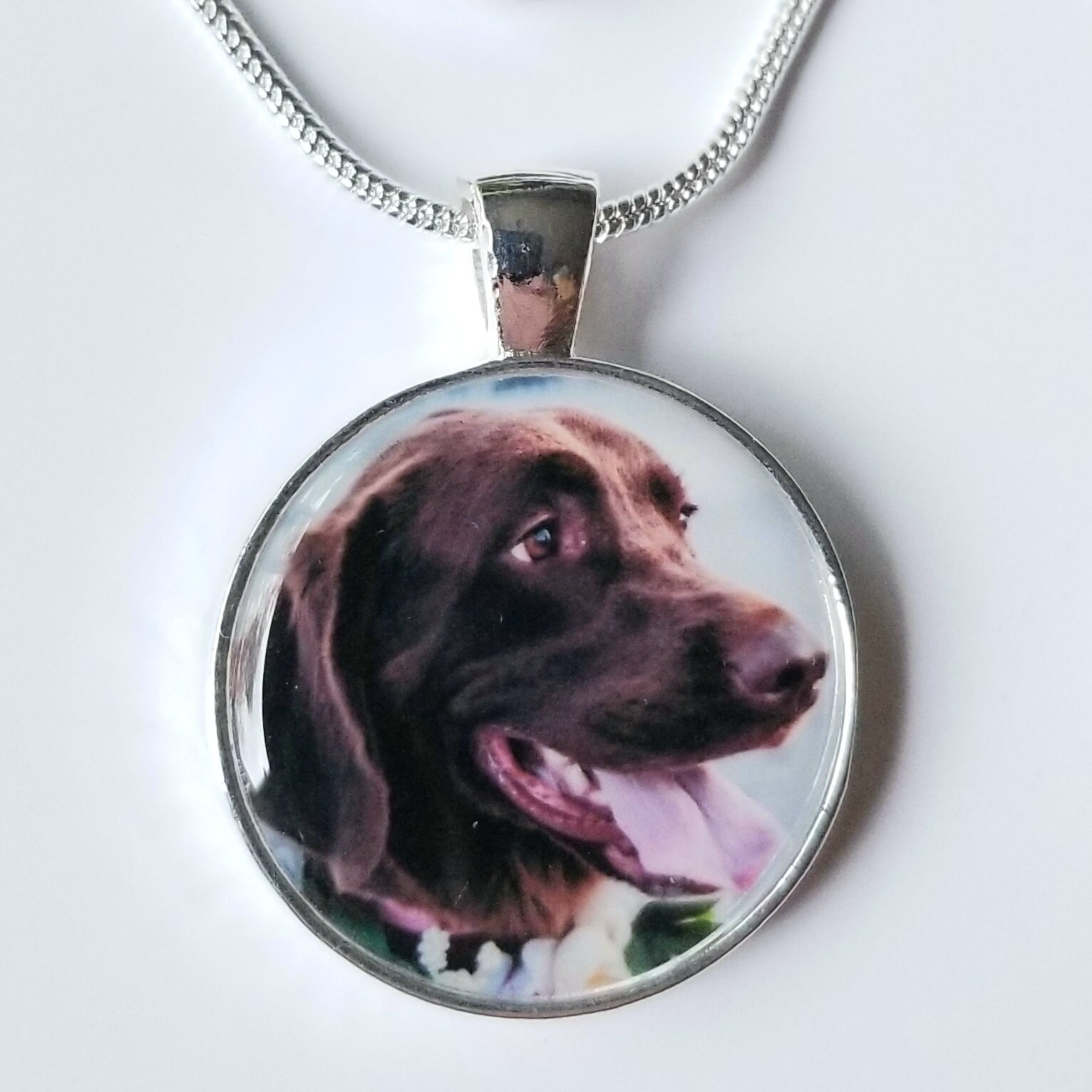 Dog Necklace - Dog Photo Necklace- Custom Personalized Sterling Silver ...