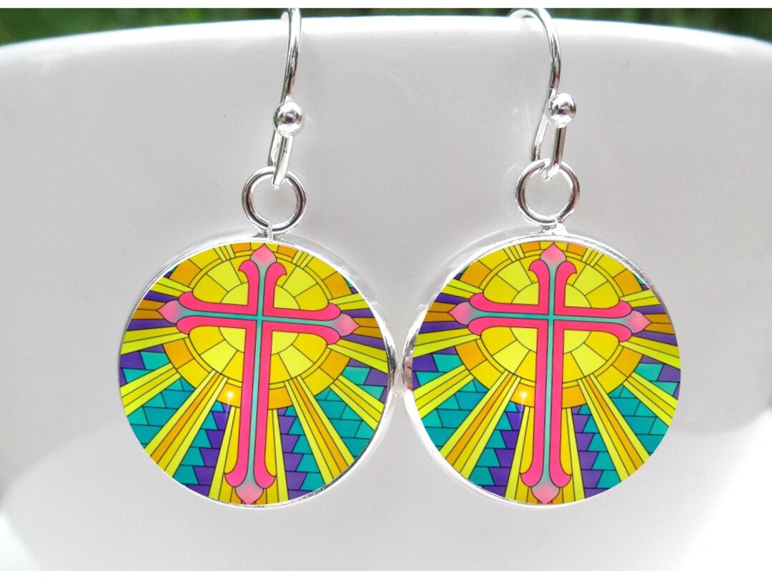 Colorful Cross Earrings First Communion Gift for Girls - Confirmation ...