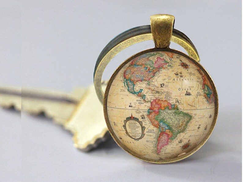 World Globe Keychain Map Key Chain Gift for World Traveler - Etsy