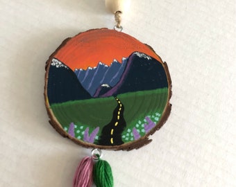 Take the Scenic Route Wood Slice Car Charm Rearview Mirror - Etsy