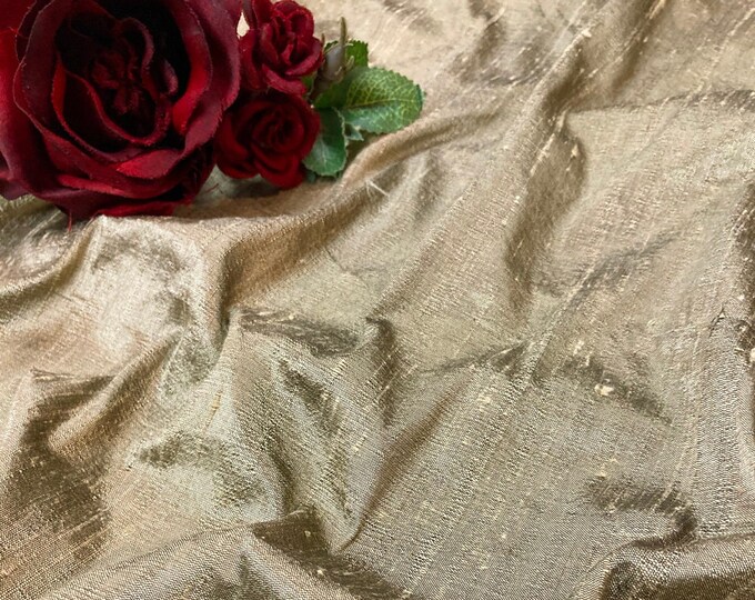 Silk Remnant: 31" X 54" Gold Dupioni Fabric - Gold and Black Shot Silk ...