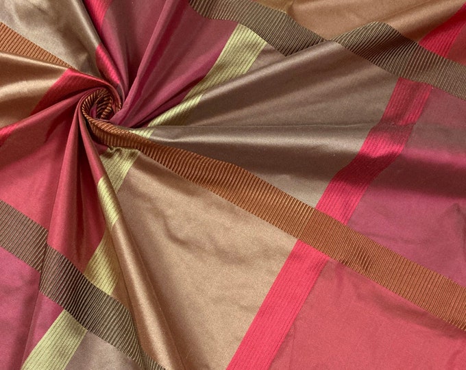 Silk Taffeta Plaid With Ribbon Embossed Satin Windowpanes - Red ...
