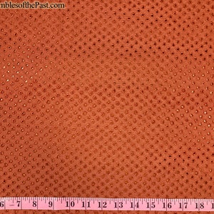 Eyelet Silk Fabric in Rust Red - Silk Shantung With Machined Eyelets ...