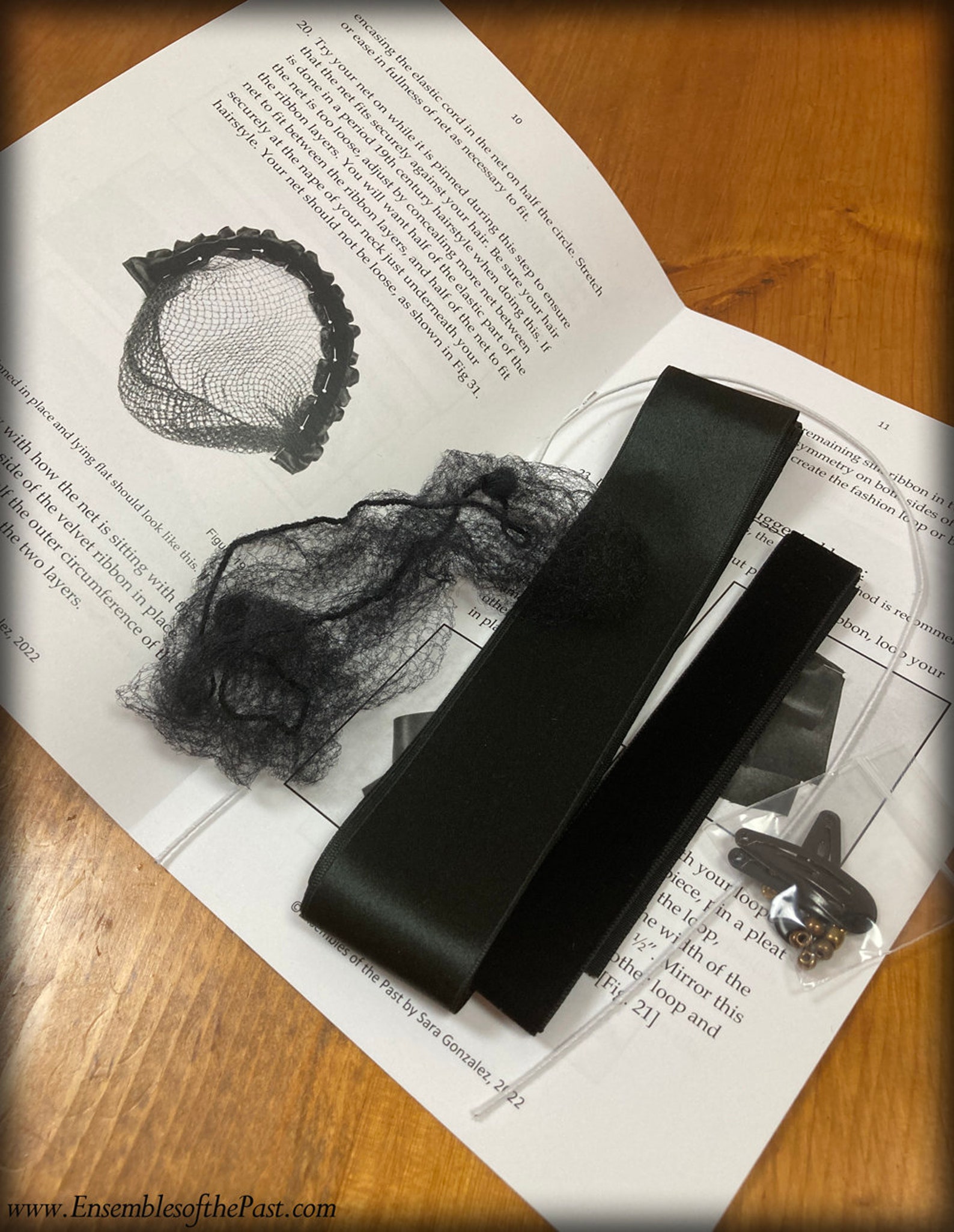 Mid-19th Century Silk Ribbon Hair Net Kit - All Materials and Complete Instructions Included ...