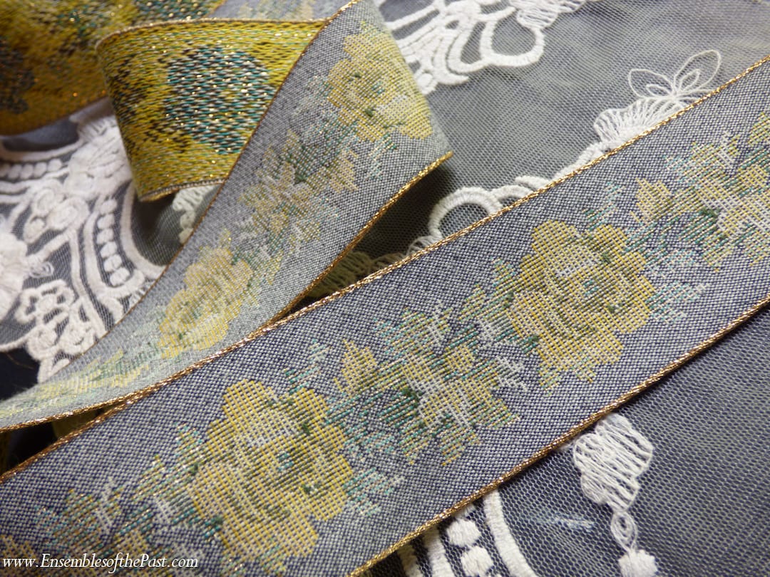 2 Wide Rose Tapestry Ribbon With Gold Belting Ribbon to Fit the fleur ...
