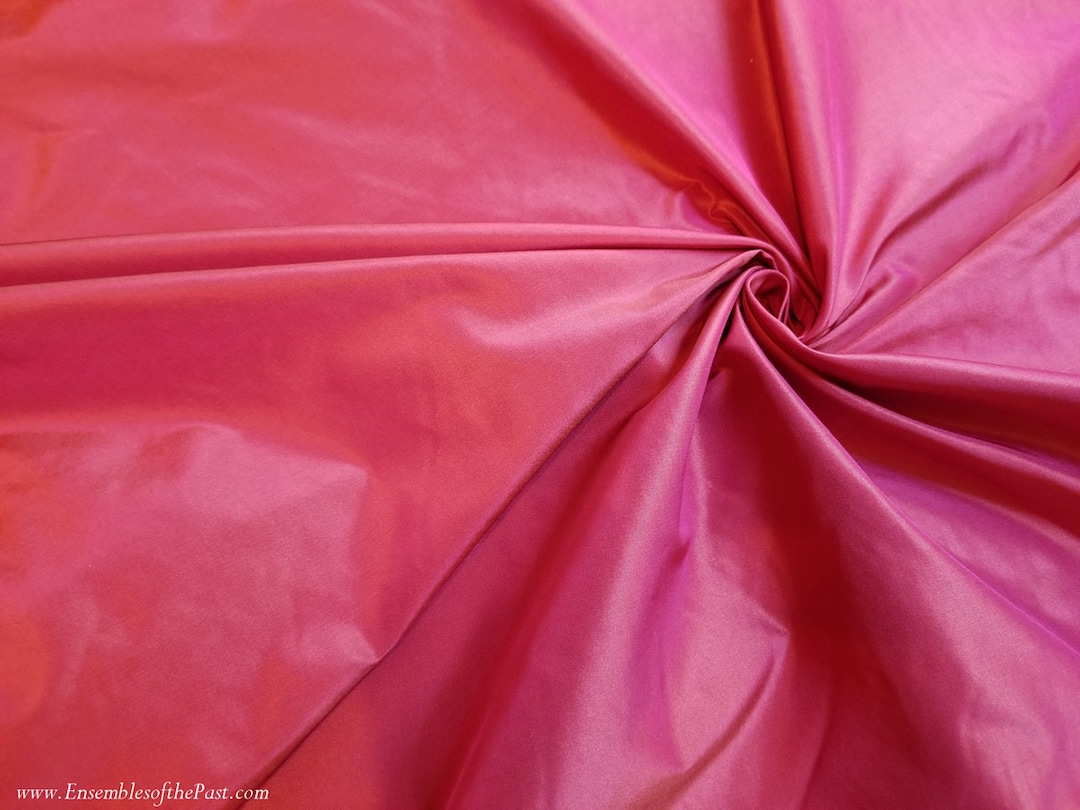 Tela de tafetán de seda Rosa fucsia sólido con rojo Striking Gorgeous ...