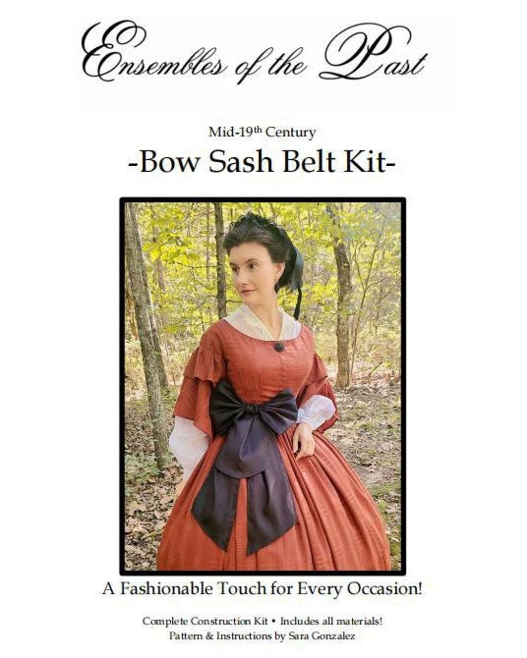 Complete KIT: Silk Bow Sash Belt - A Fancy Bow Sash for the Mid-19th ...